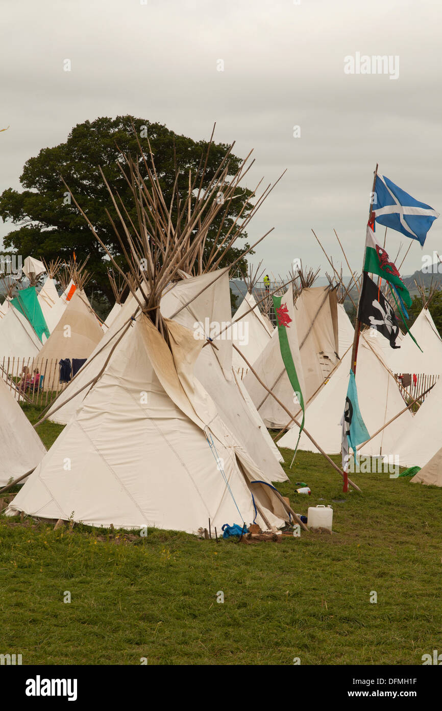 Tipi or Teepee field at the Glastonbury Festival 2013, Somerset ...