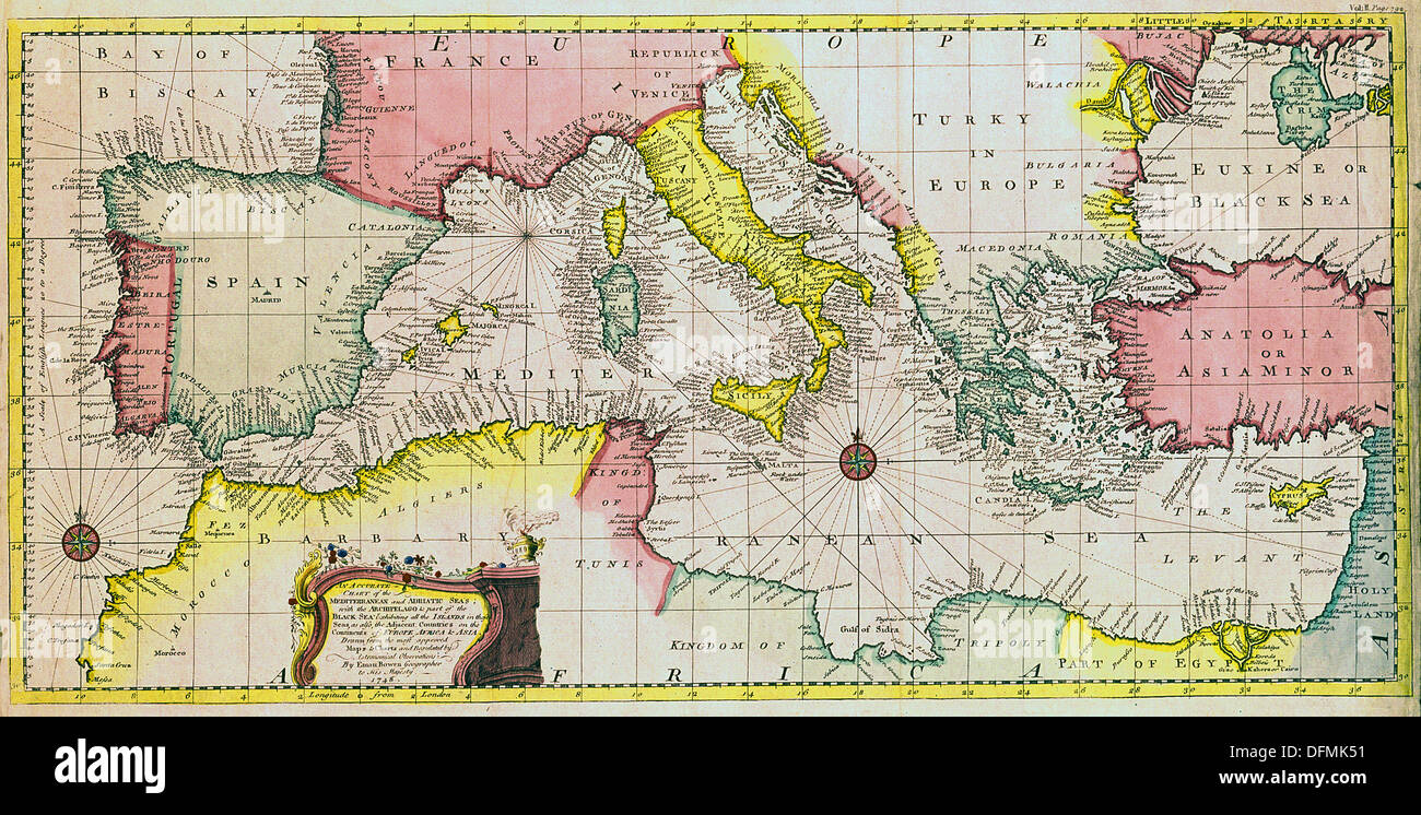 Map of the mediterranean geography hi-res stock photography and images ...