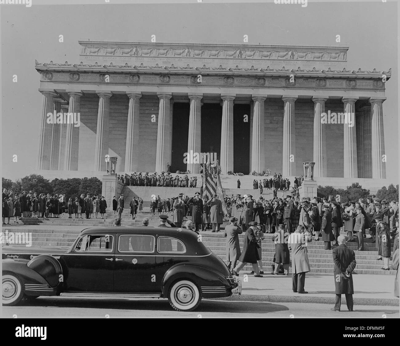 A photograph of a ceremony held at the Lincoln Memorial, celebrating ...