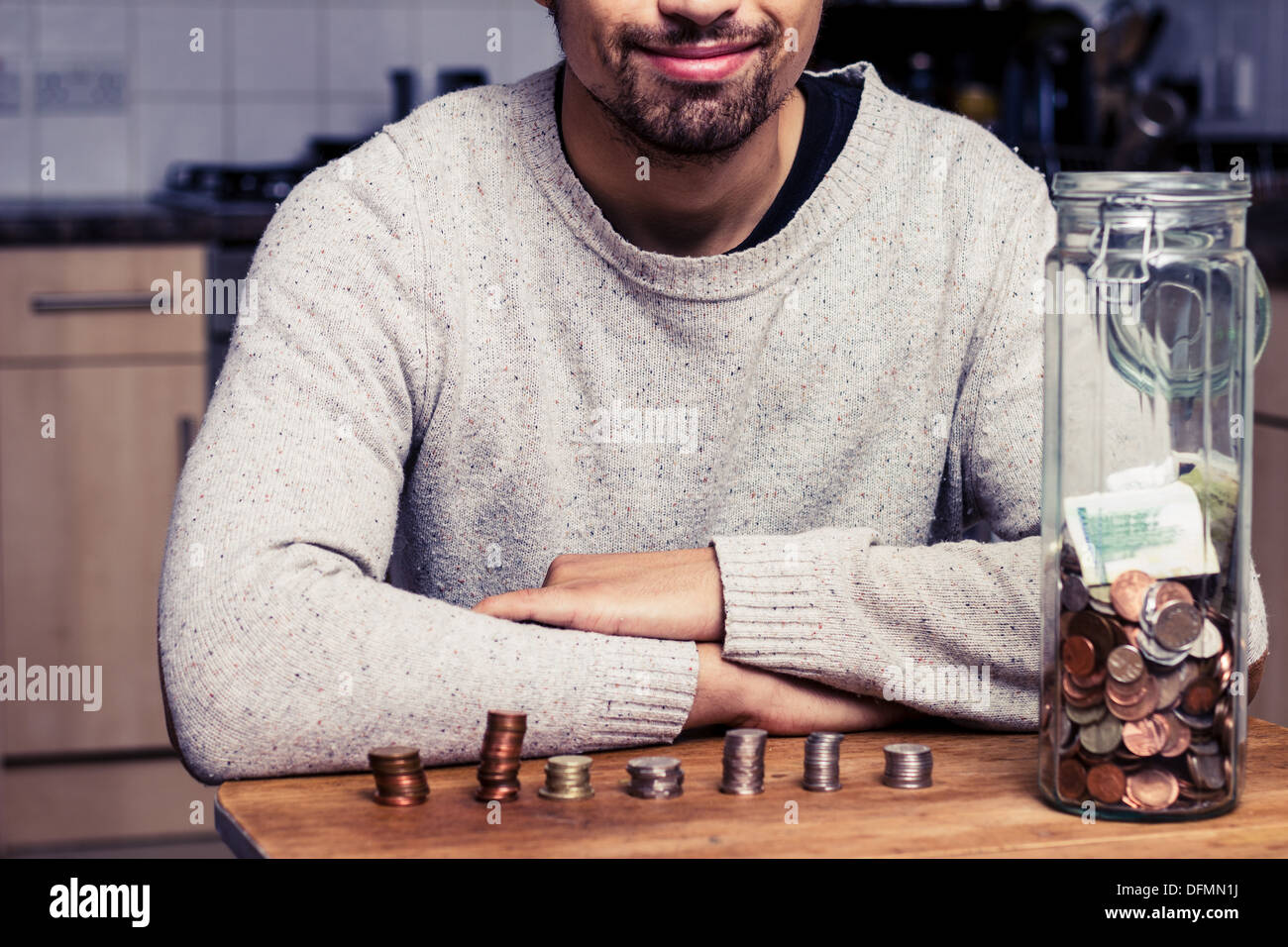 Asian young man counting hi-res stock photography and images - Alamy