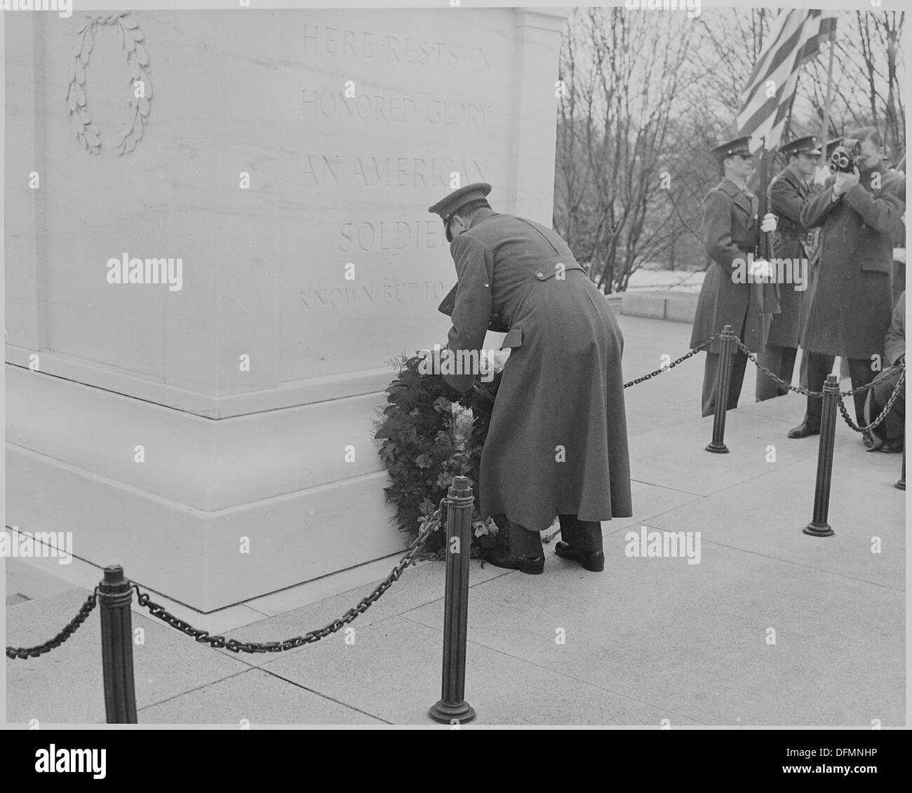 Field Marshal Harold Alexander is pictured laying a wreath at the Tomb ...