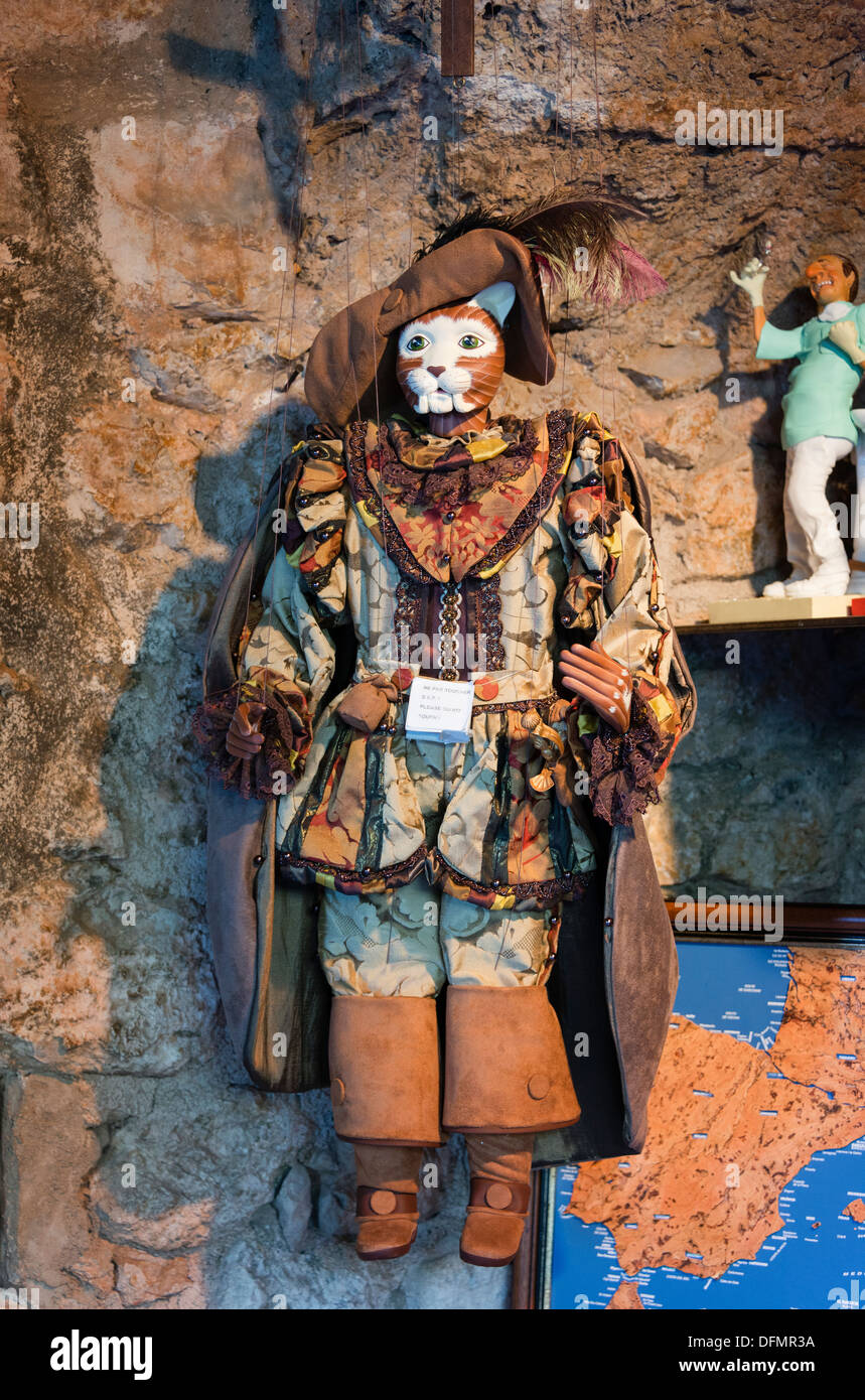 Puppets for sale in the medieval village of Èze in south eastern France ...