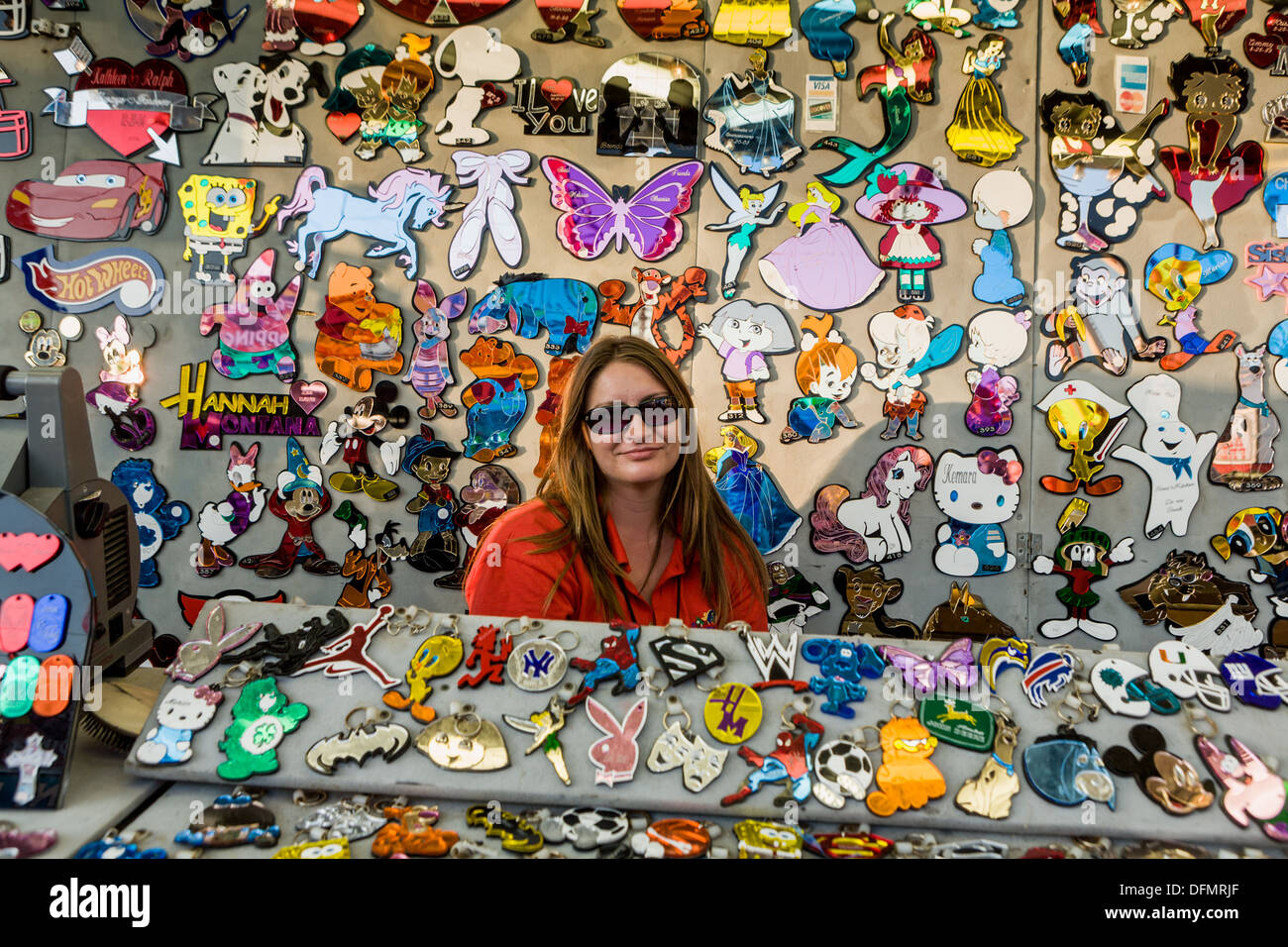 Carney woman selling decorative baubles, Great New York State Fair ...