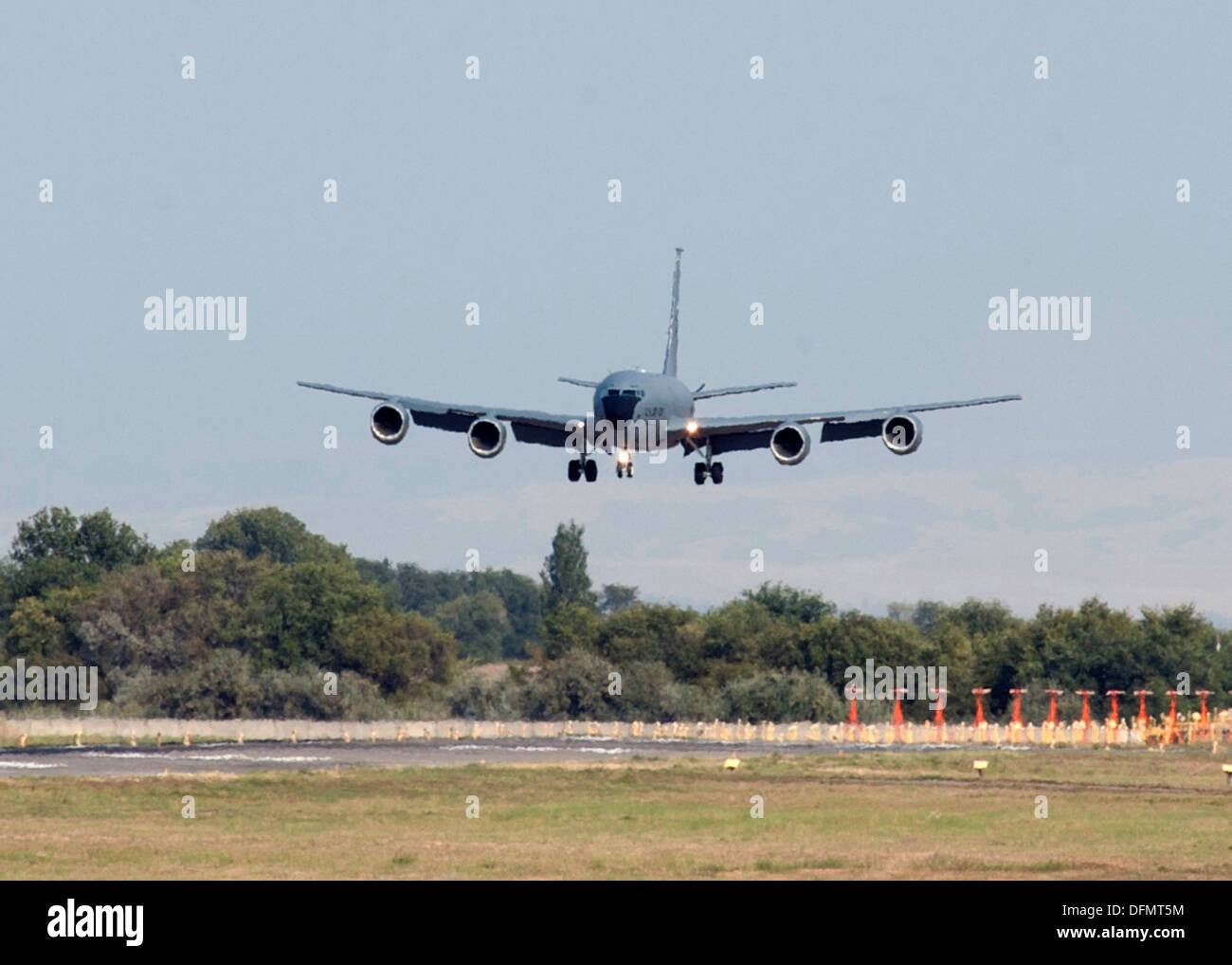 A KC-135 Stratotanker prepares to land at Transit Center at Manas ...