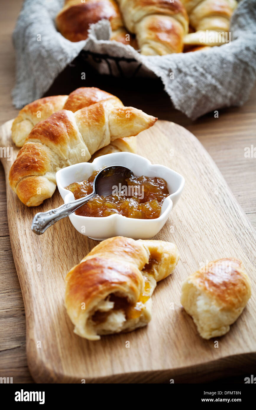 Fresh homemade croissants with french fig jelly Stock Photo - Alamy