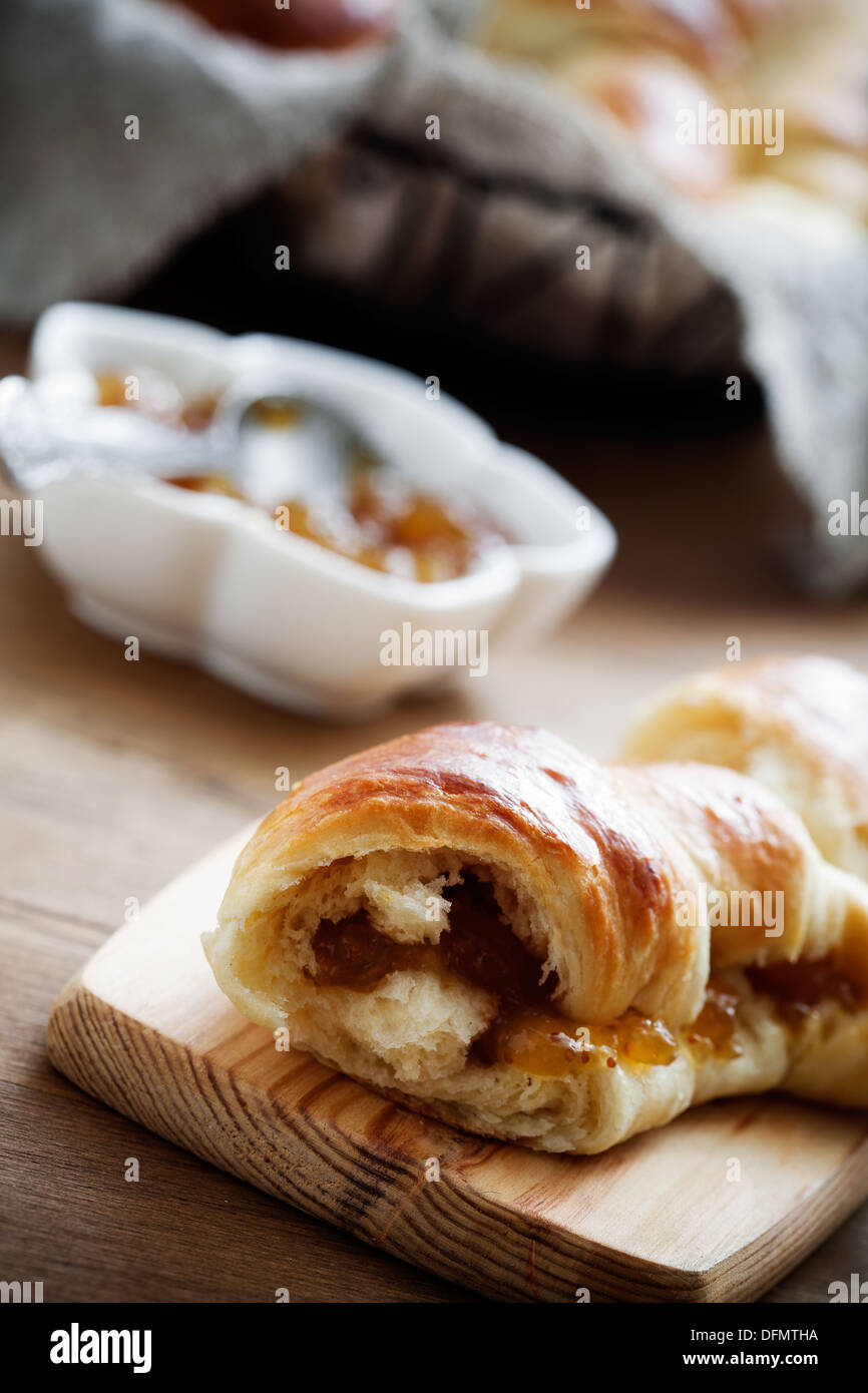 Fresh homemade croissants with french fig jelly Stock Photo - Alamy