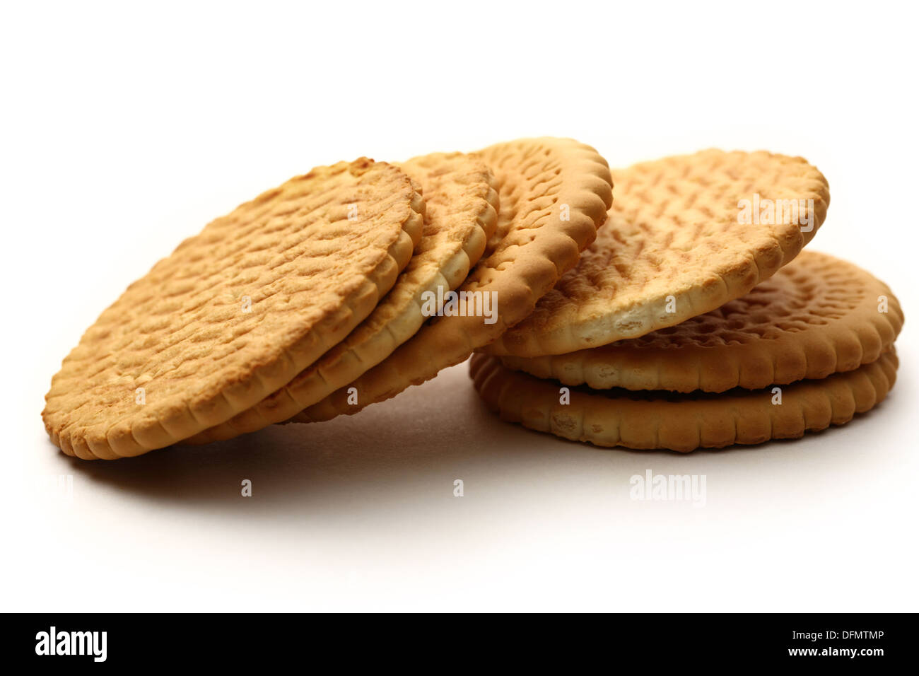 Round biscuits on white background Stock Photo - Alamy