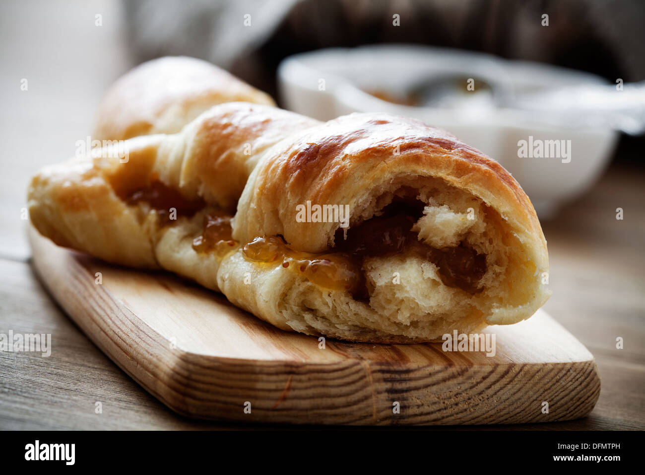 Fresh homemade croissants with french fig jelly Stock Photo - Alamy