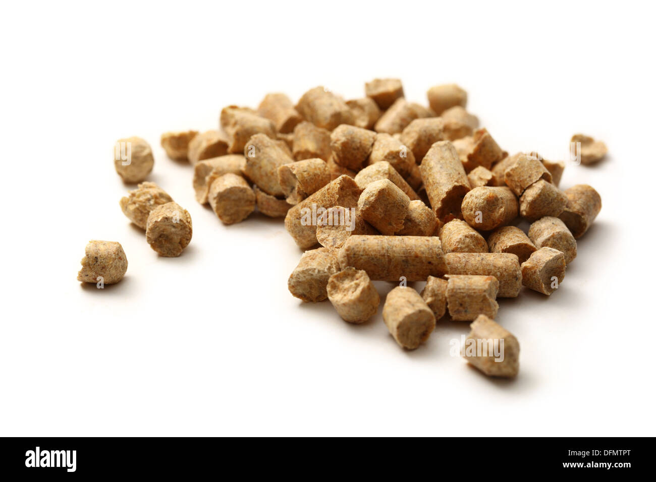 Wooden pellets on white background Stock Photo - Alamy