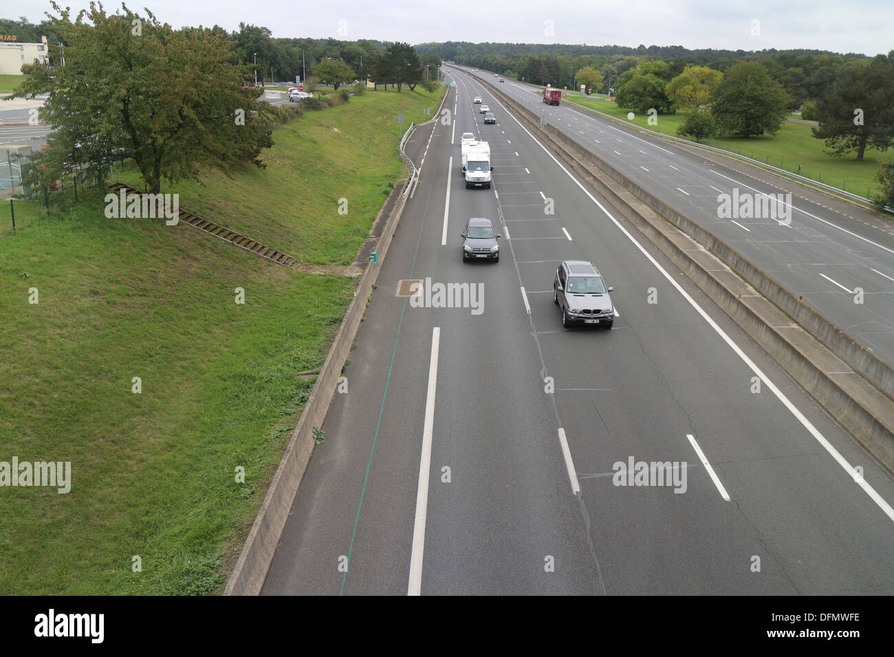 View over Motorway with cars, autoroute France Stock Photo - Alamy