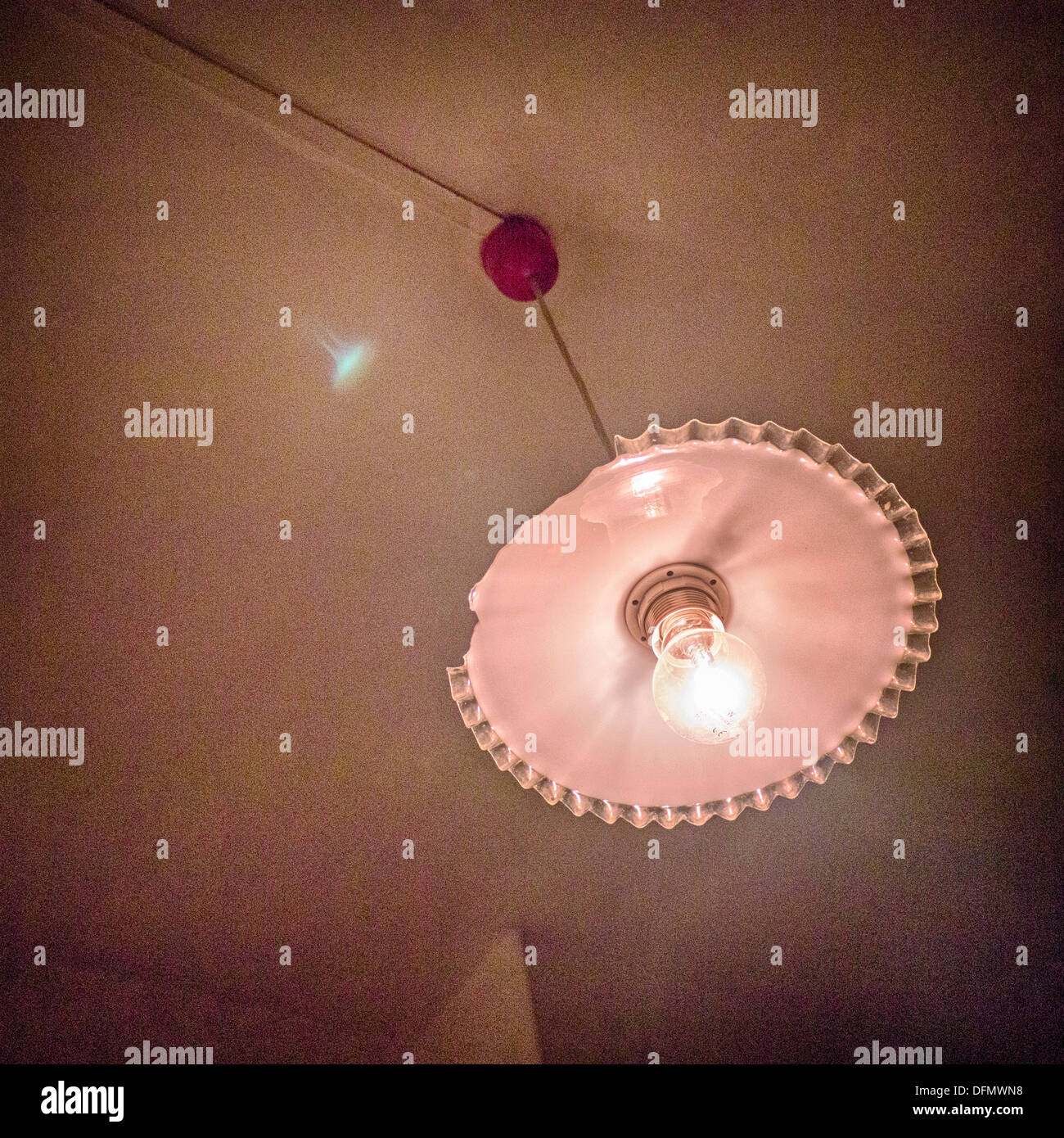 Abstract image of ceiling light in a cheap hotel in Paris Stock Photo ...