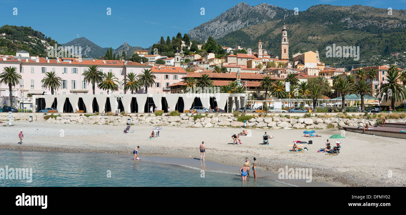 The main beach at Menton Stock Photo - Alamy
