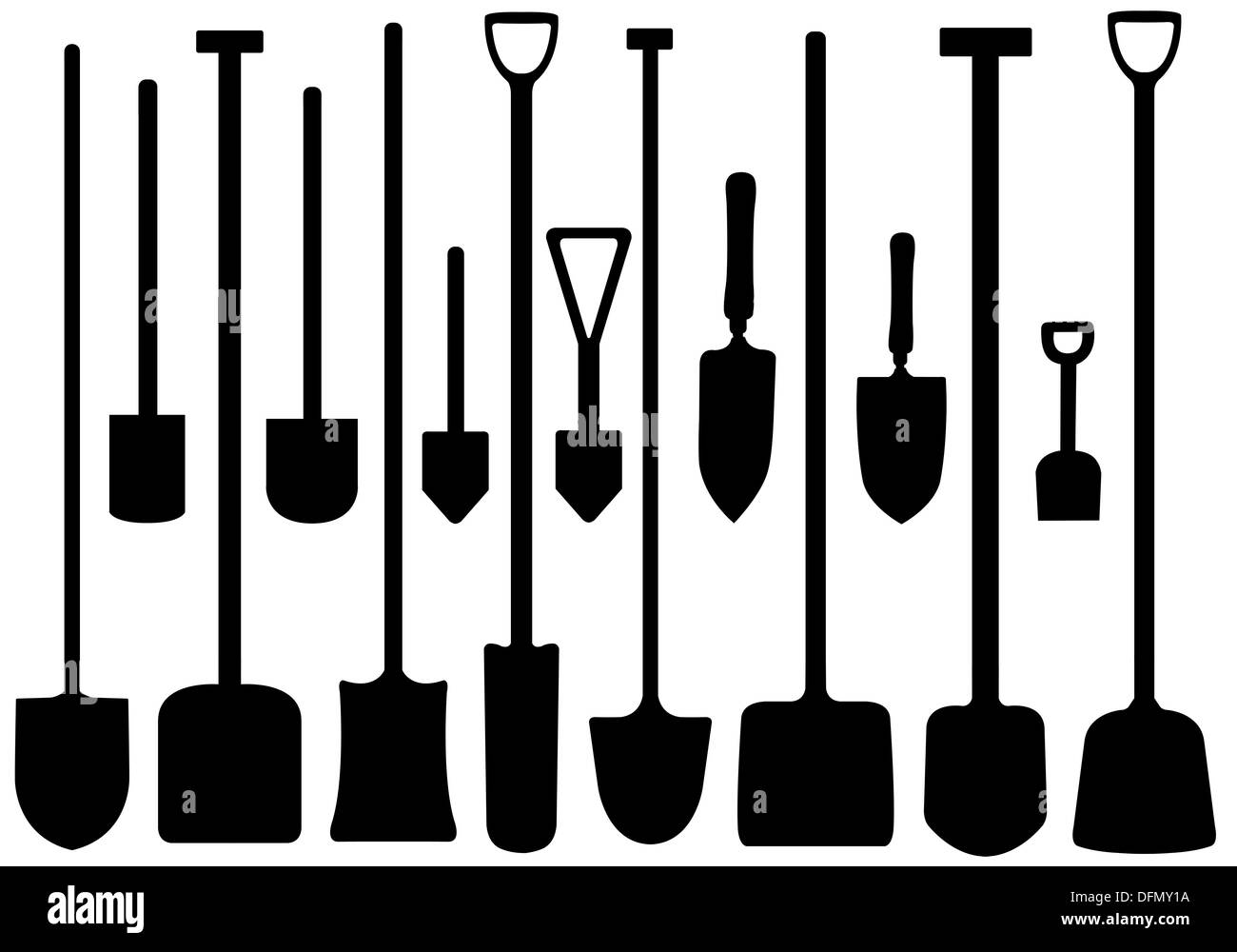 Set Of Shovels Stock Photo - Alamy