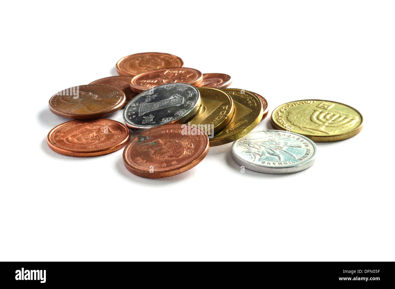 Coins shot on a white background Stock Photo - Alamy