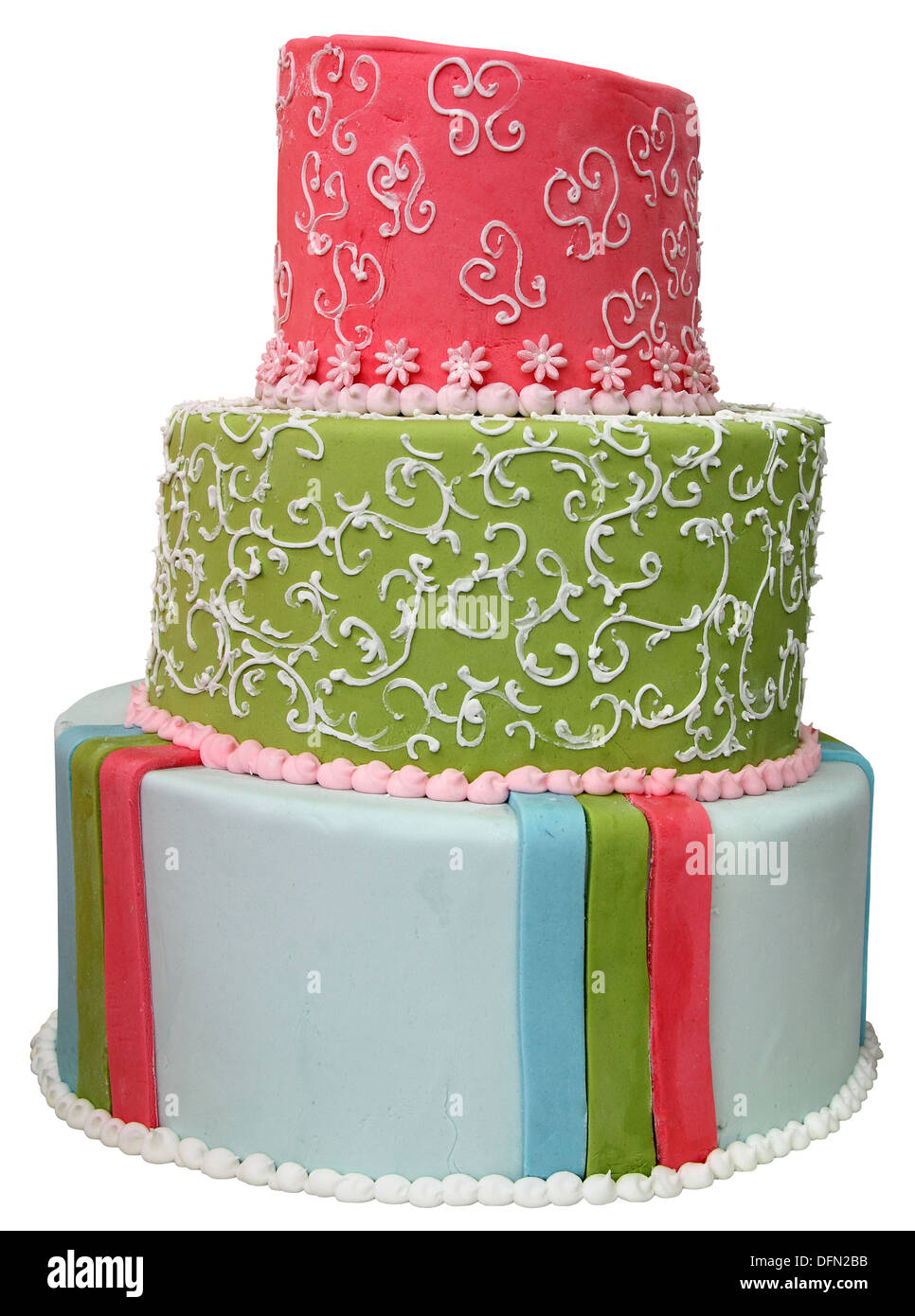 Big round colorful cake isolated on white background Stock Photo - Alamy