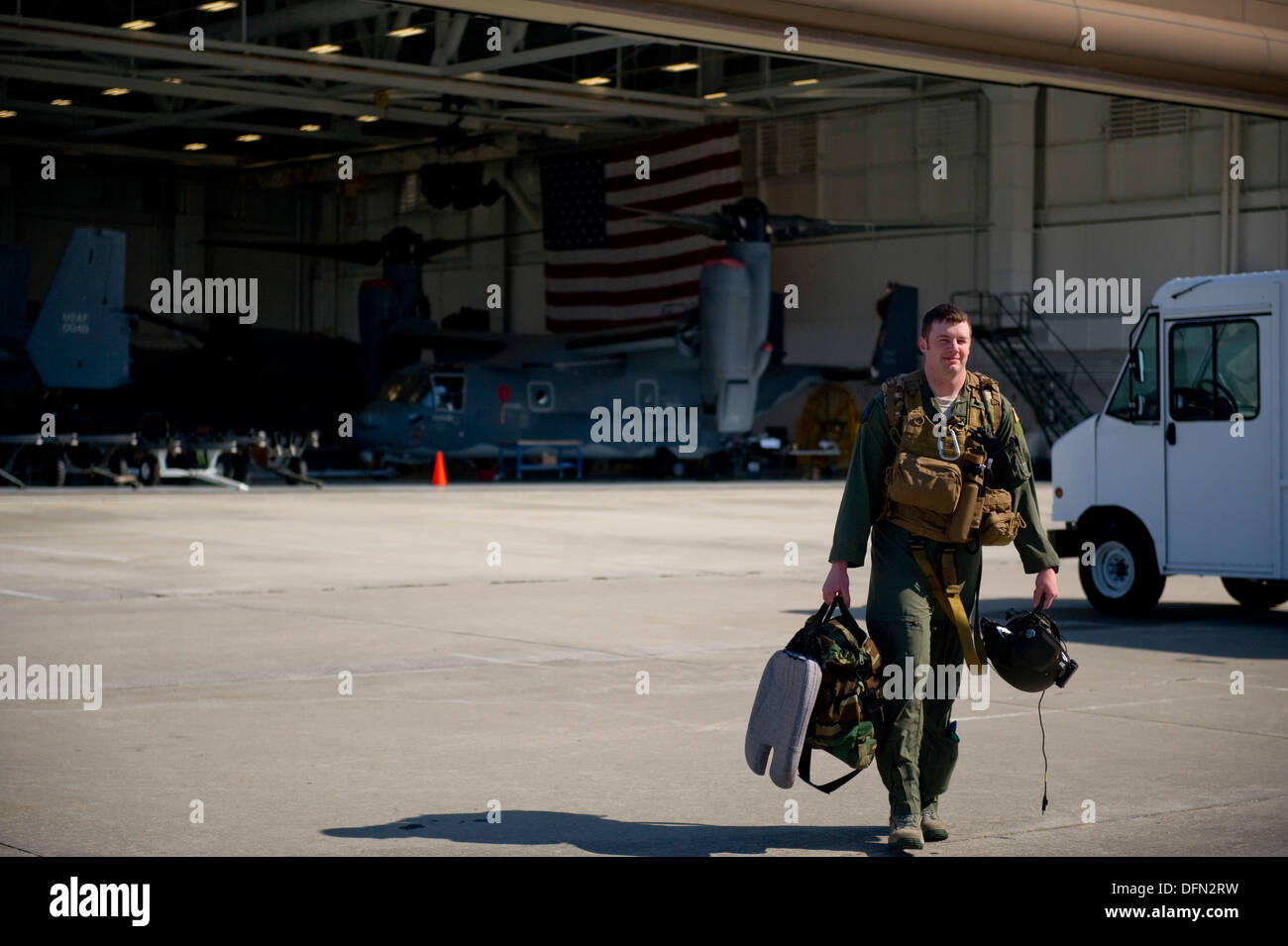 A U.S. Air Force 8th Special Operations Squadron pilot walks towards ...