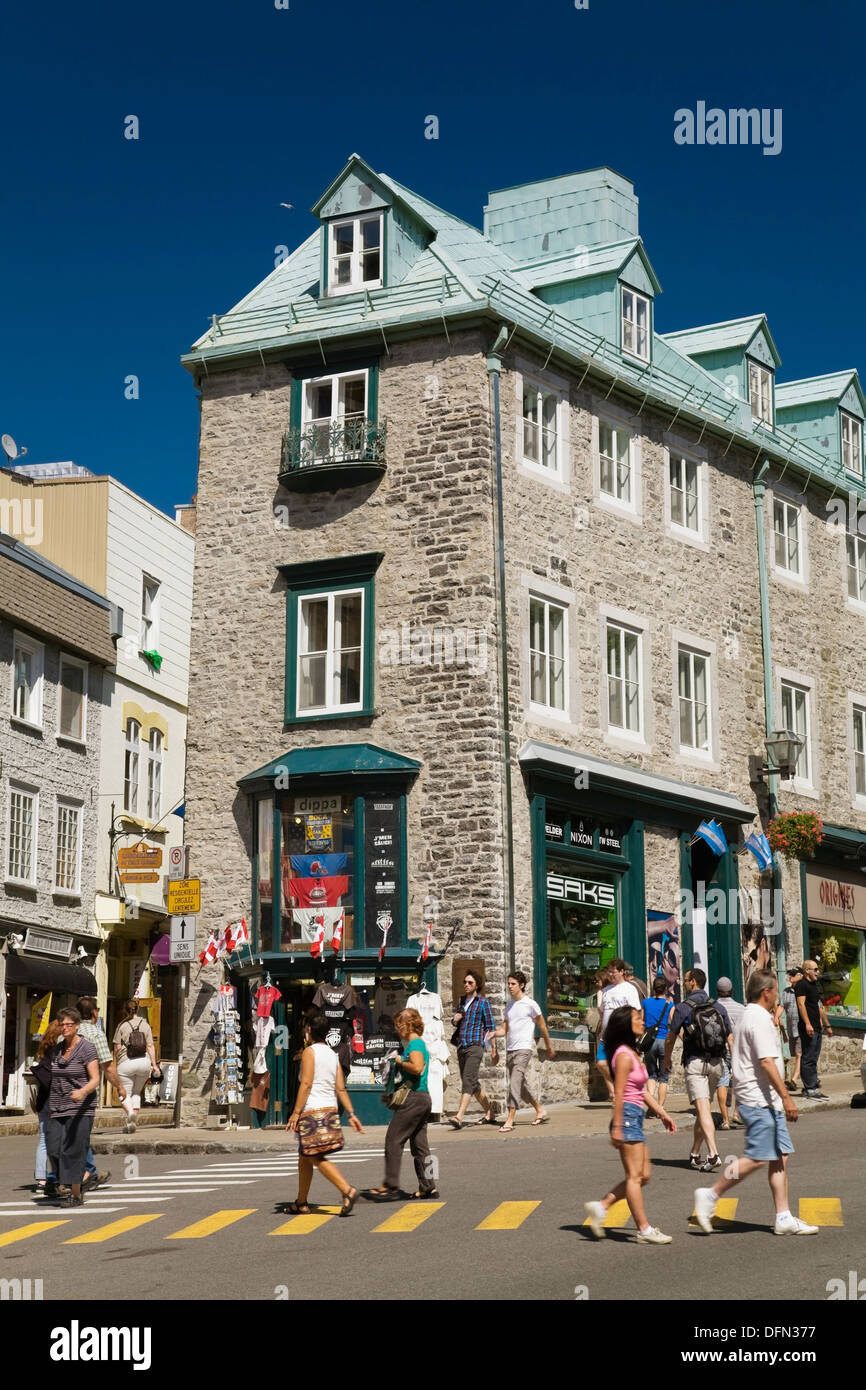 Tourists and Souvenir Shops on Cote de la Fabrique in the Upper Town ...