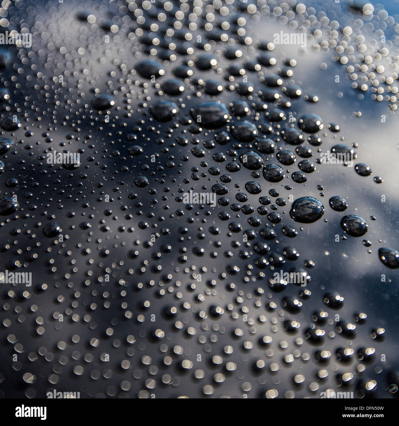 Water droplets on shiny surface Stock Photo - Alamy