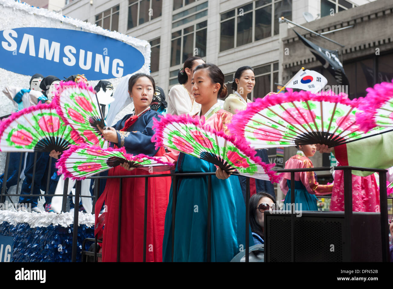 Samsung electronics sponsored float on Sixth Avenue in New York in the ...