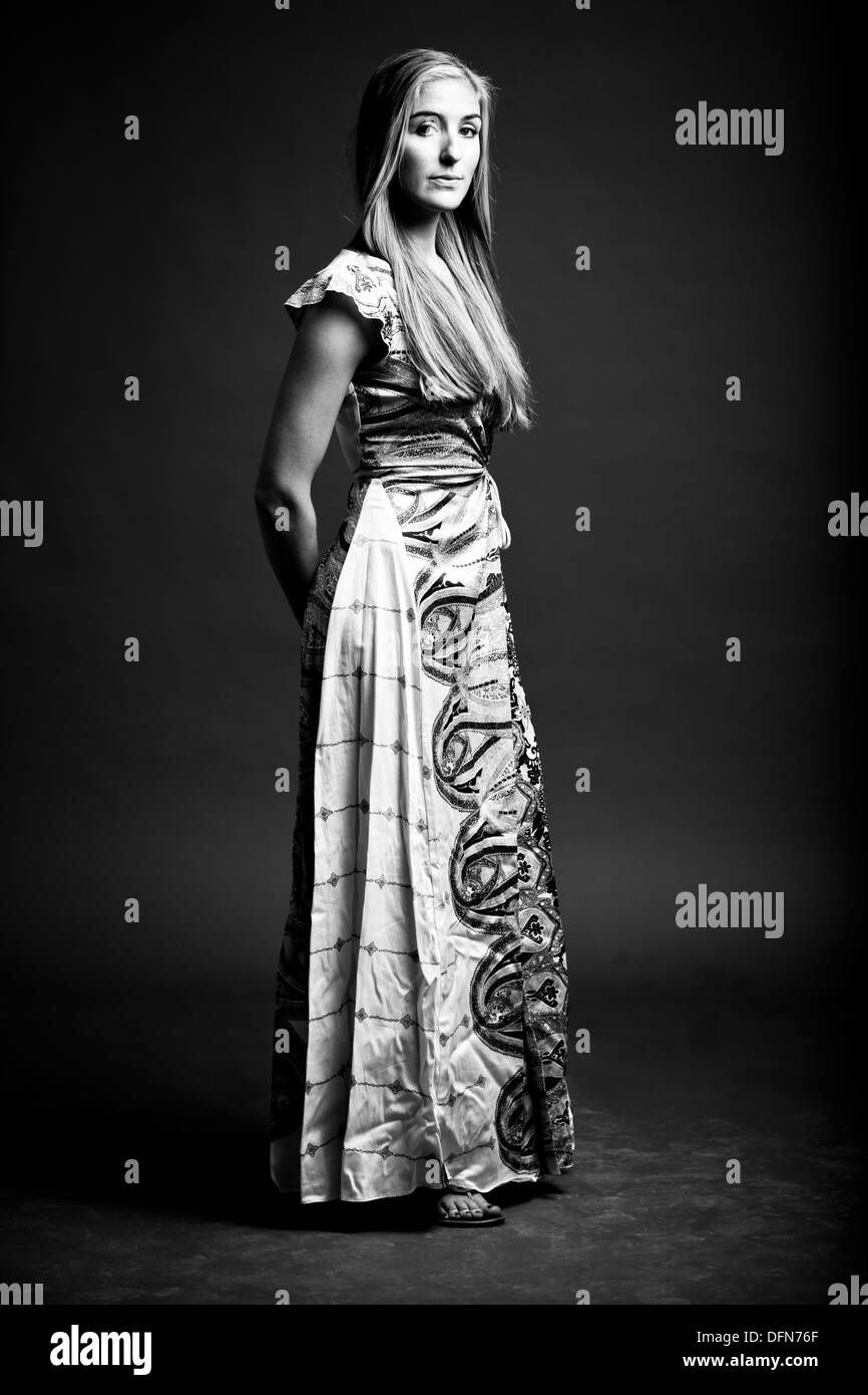 Back young woman long Black and White Stock Photos & Images - Alamy