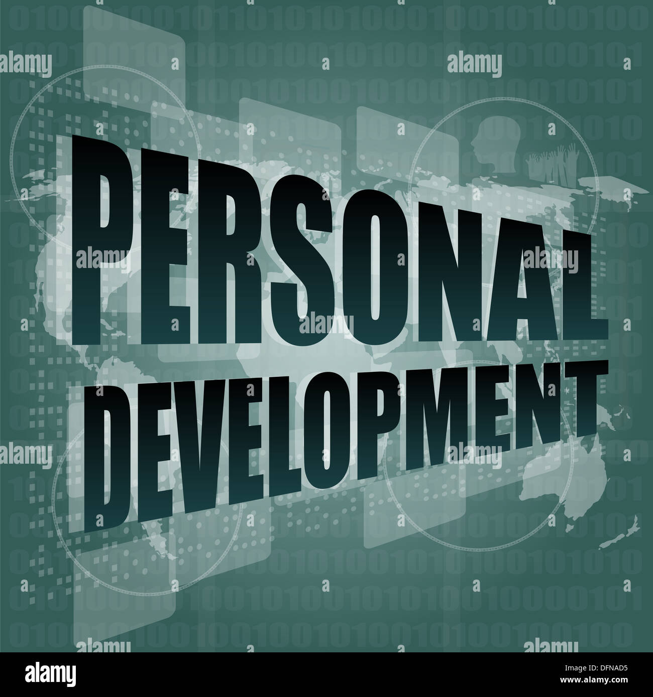 personal development word on touch screen, modern virtual technology ...