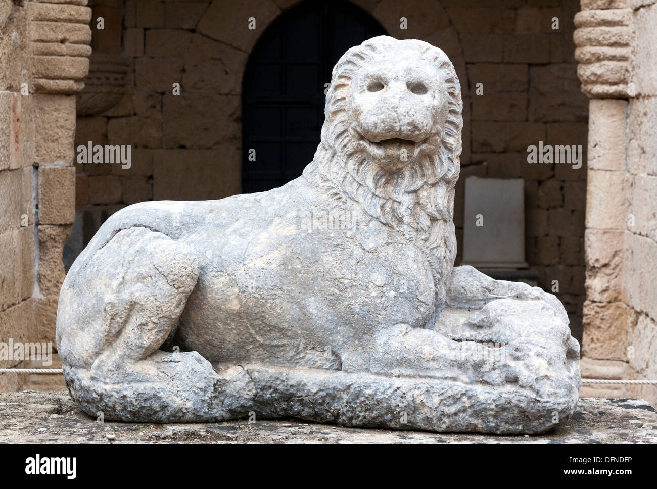 Marble Lion Archeological Museum Rhodes Greek Islands Greece Stock ...