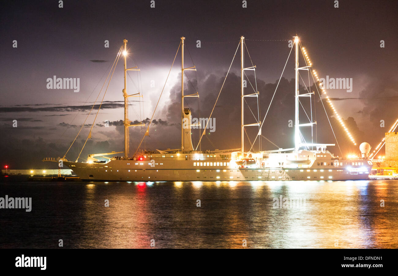 An Electric Storm Over Rhodes Harbour Greek Islands Greece Stock Photo ...