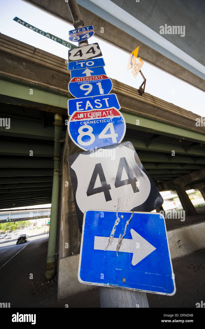 A pole of road signs hi-res stock photography and images - Alamy