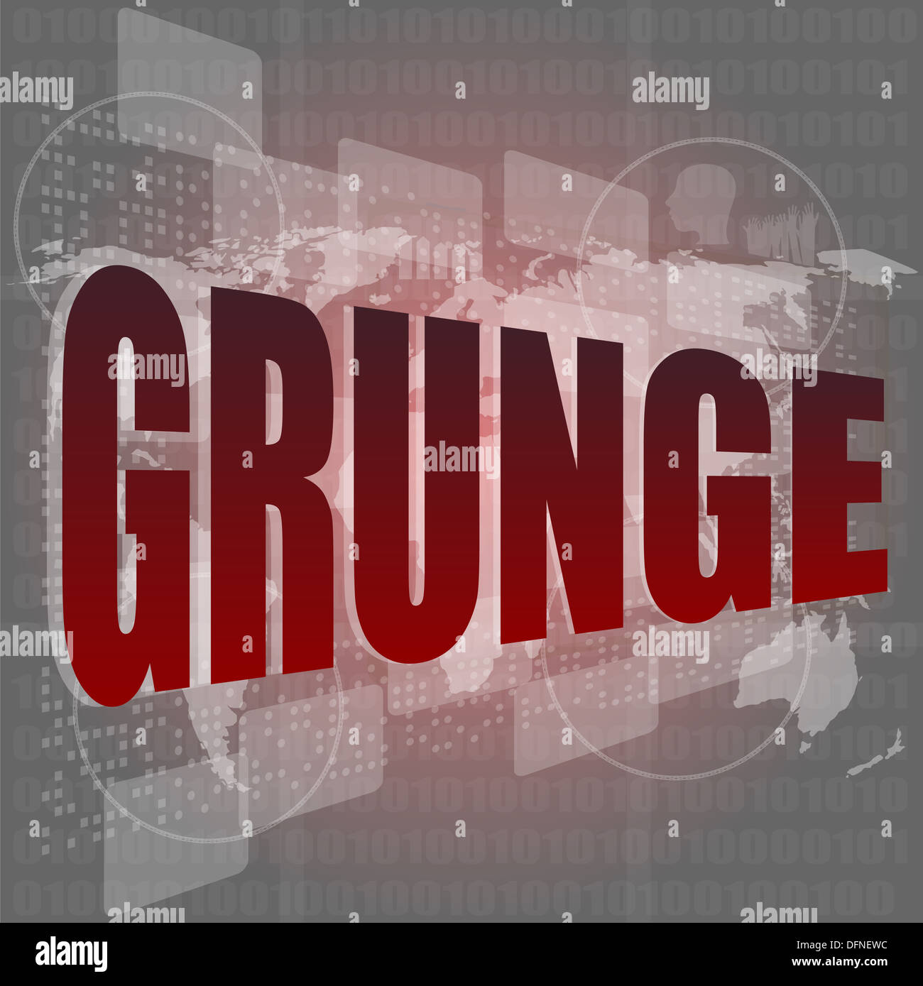 grunge words on digital touch screen interface Stock Photo - Alamy