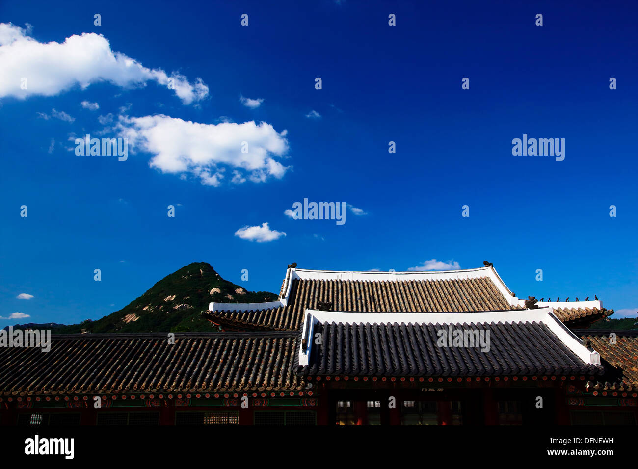 Gyeongbokgung and bugaksan or baegaksan mountain hi-res stock ...