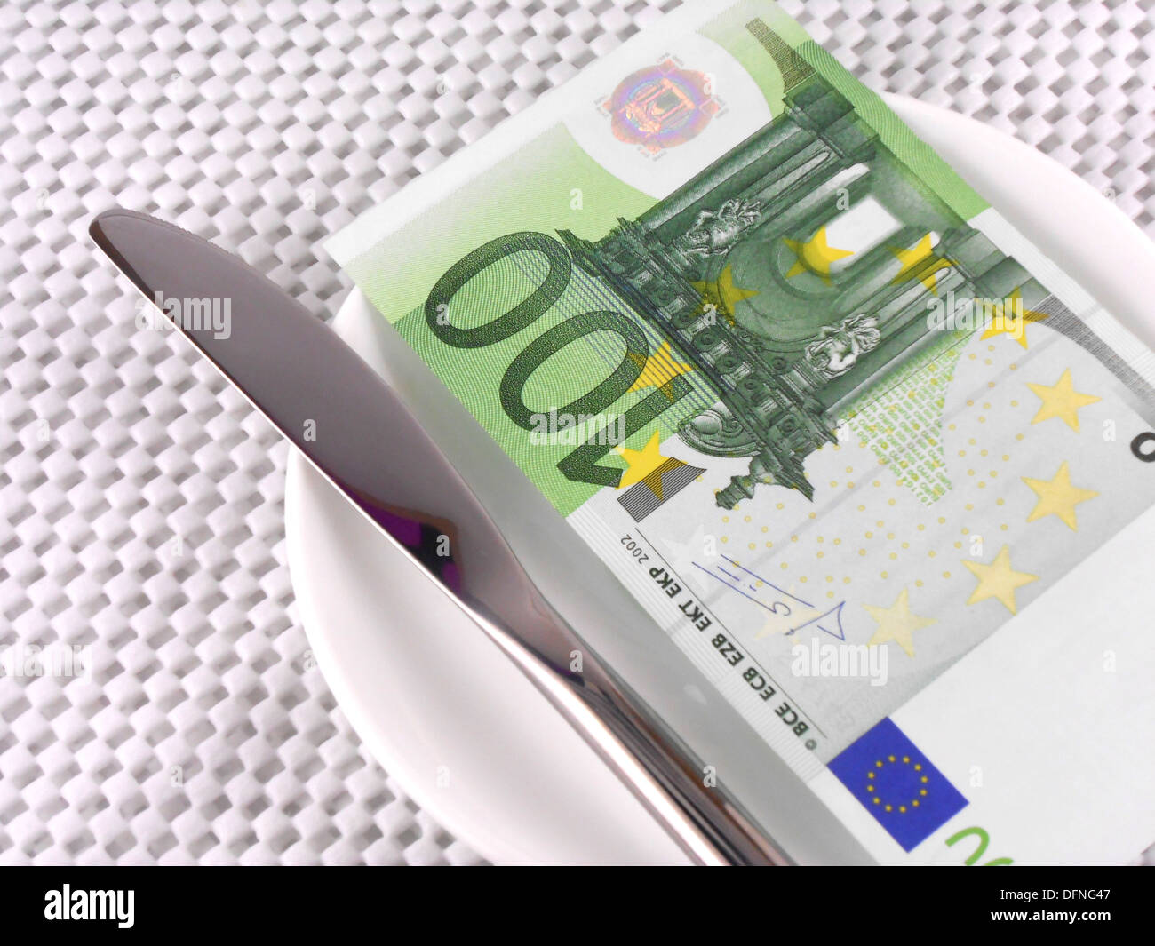Gold fork and knife and plate hi-res stock photography and images - Alamy