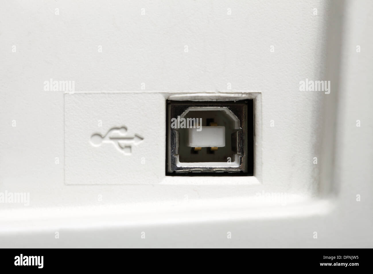 USB socket port with USB signature icon, macro Stock Photo - Alamy