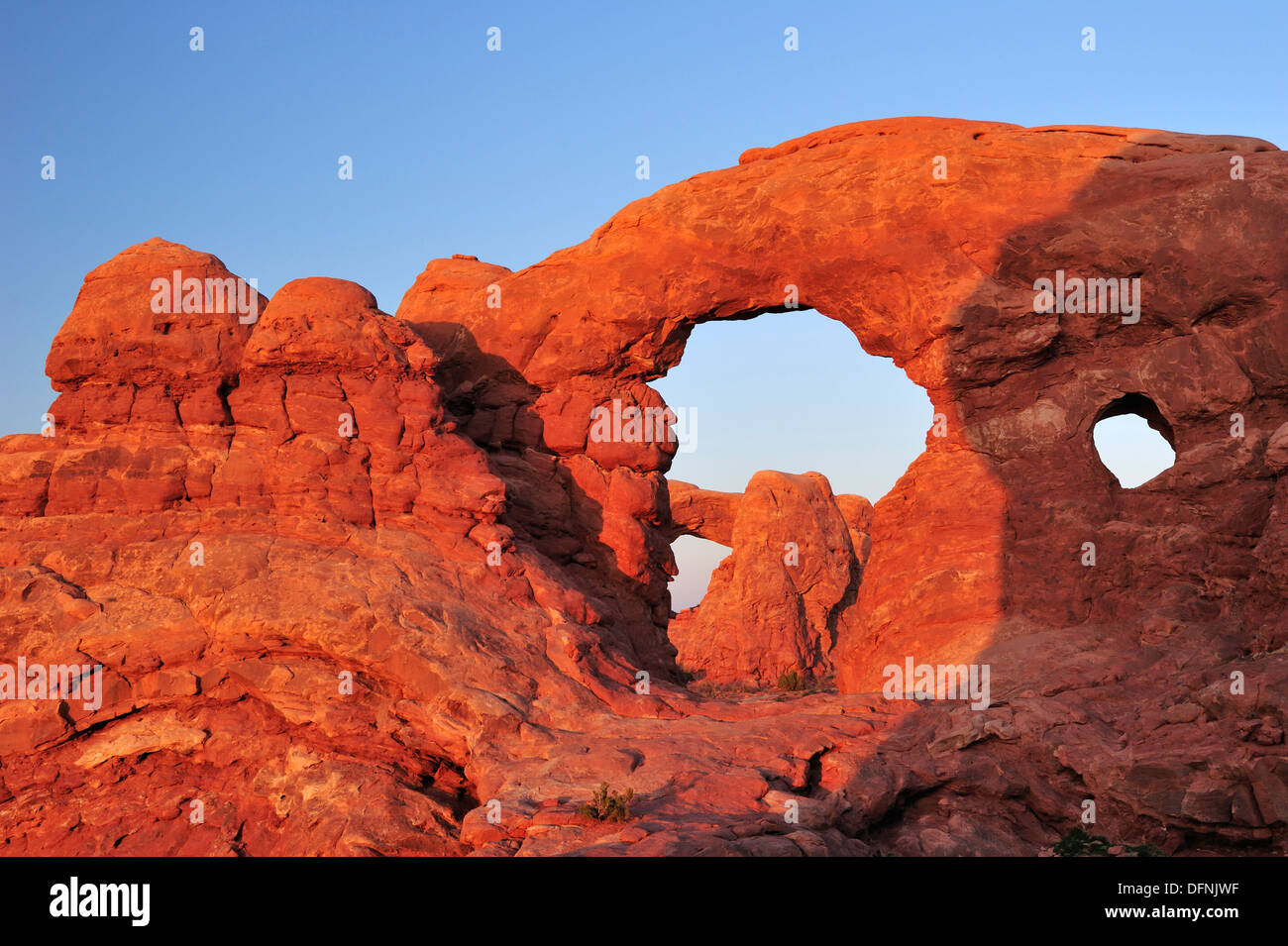 Sunset at Turret Arch, Window Section, Arches National Park, Moab, Utah ...