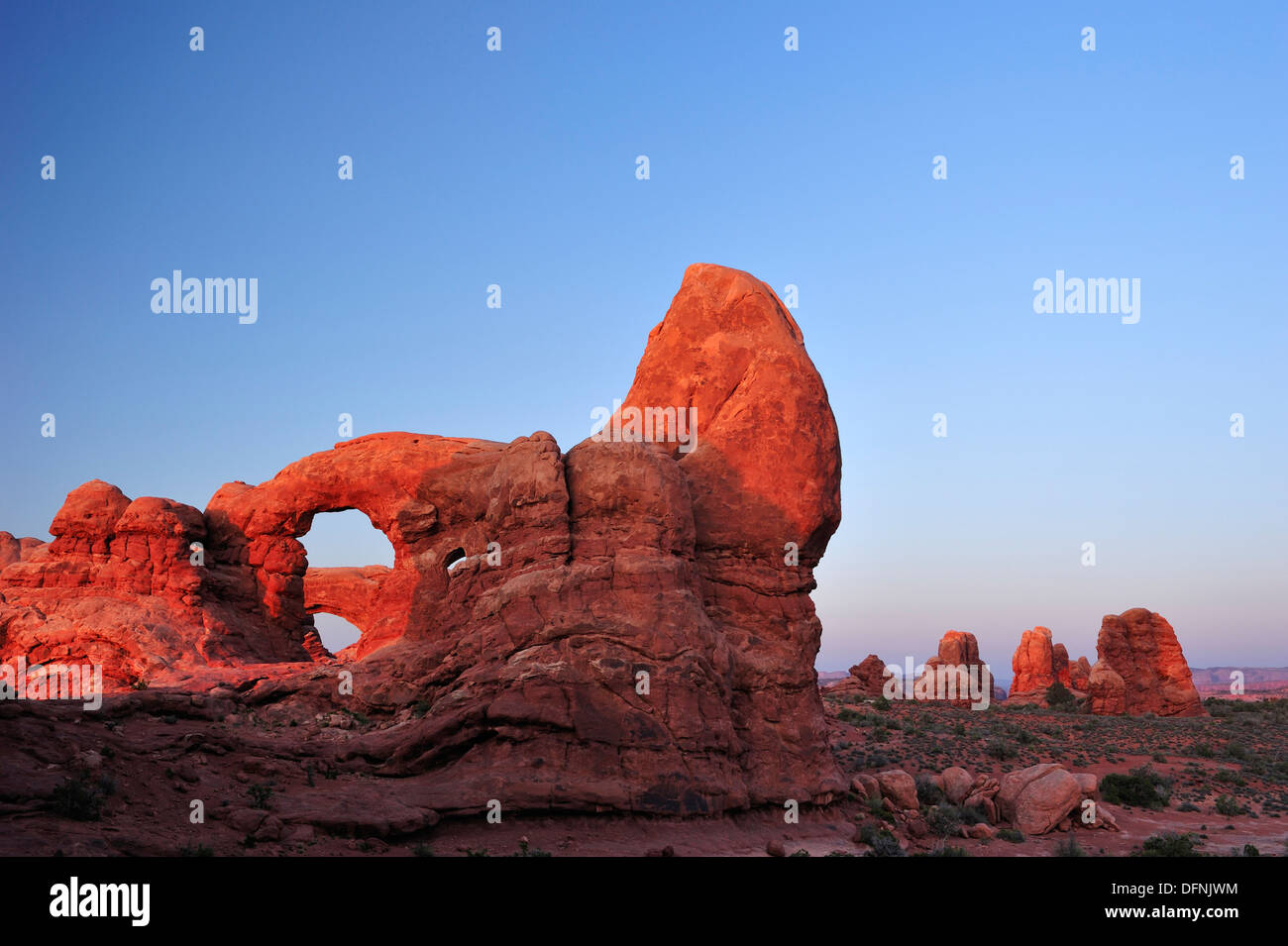 Sunset at Turret Arch, Window Section, Arches National Park, Moab, Utah ...