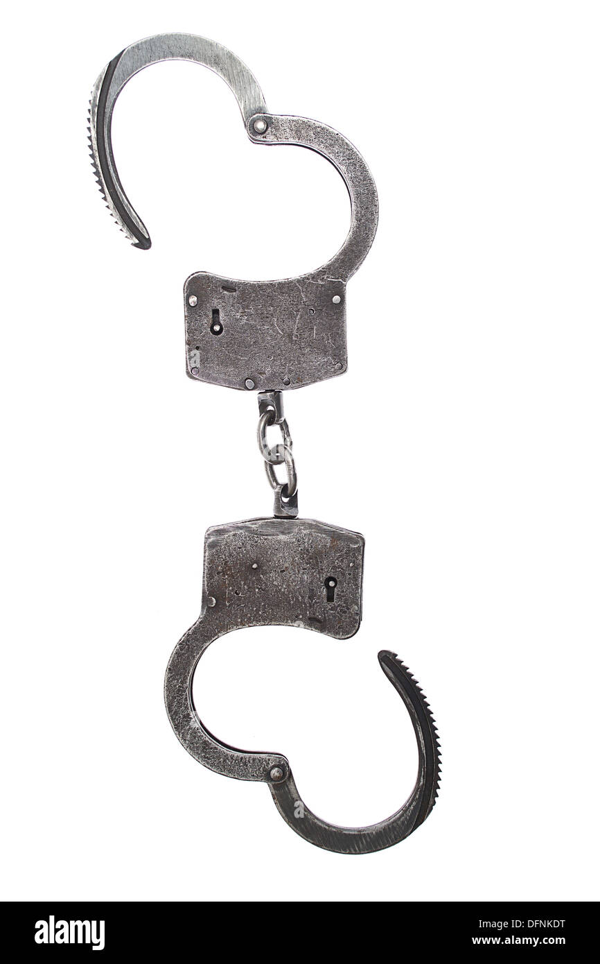 handcuffs isolated on white background Stock Photo - Alamy