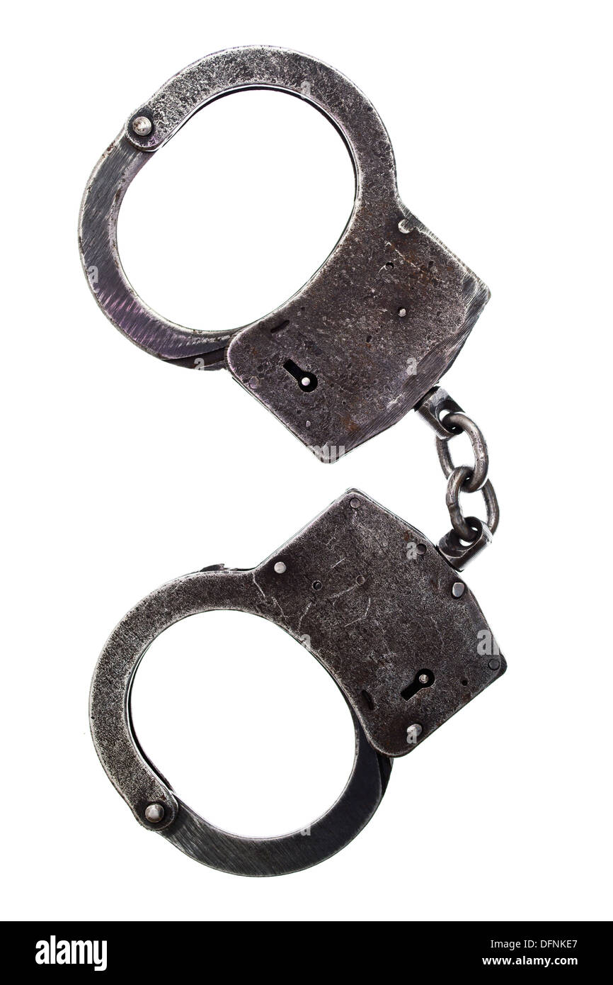 handcuffs isolated on white background Stock Photo - Alamy