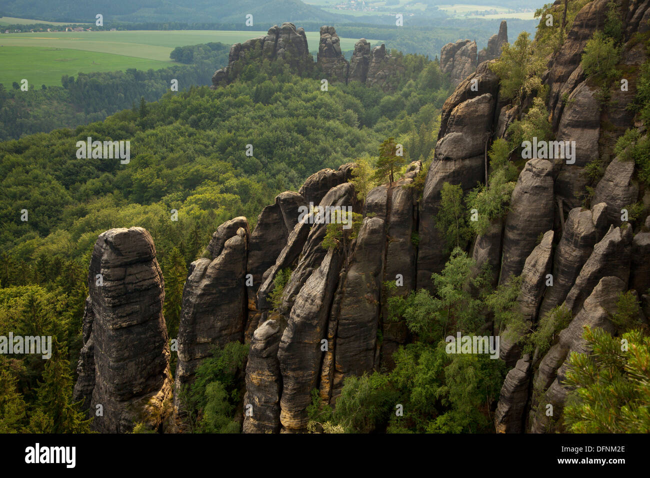 View of Schrammsteine Rocks, National Park Saxon Switzerland, Elbe ...