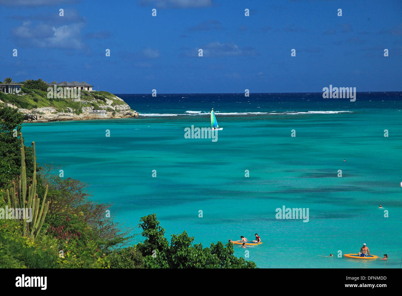 People bathing in a bay at The Veranda Resort, Antigua, West Indies ...
