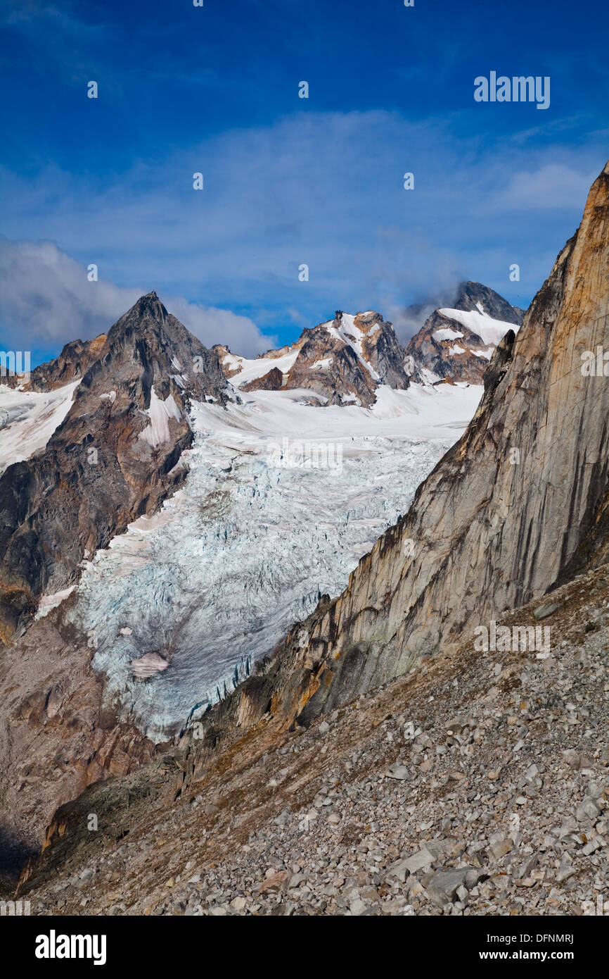 A glacier among the spires of the Bugaboo mountains, British Columbia ...