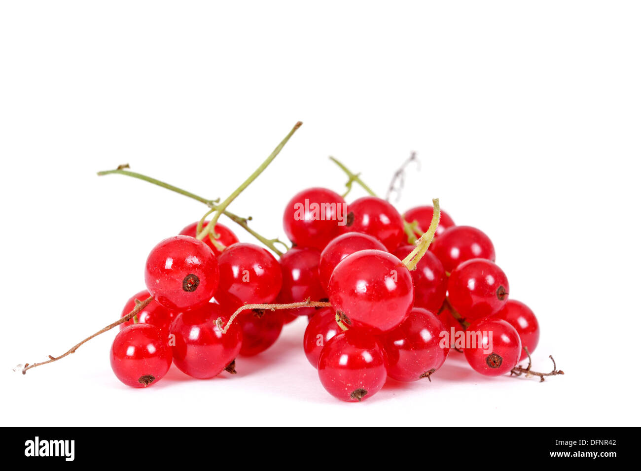 pile berries of red currant in closeup isolated on white background ...