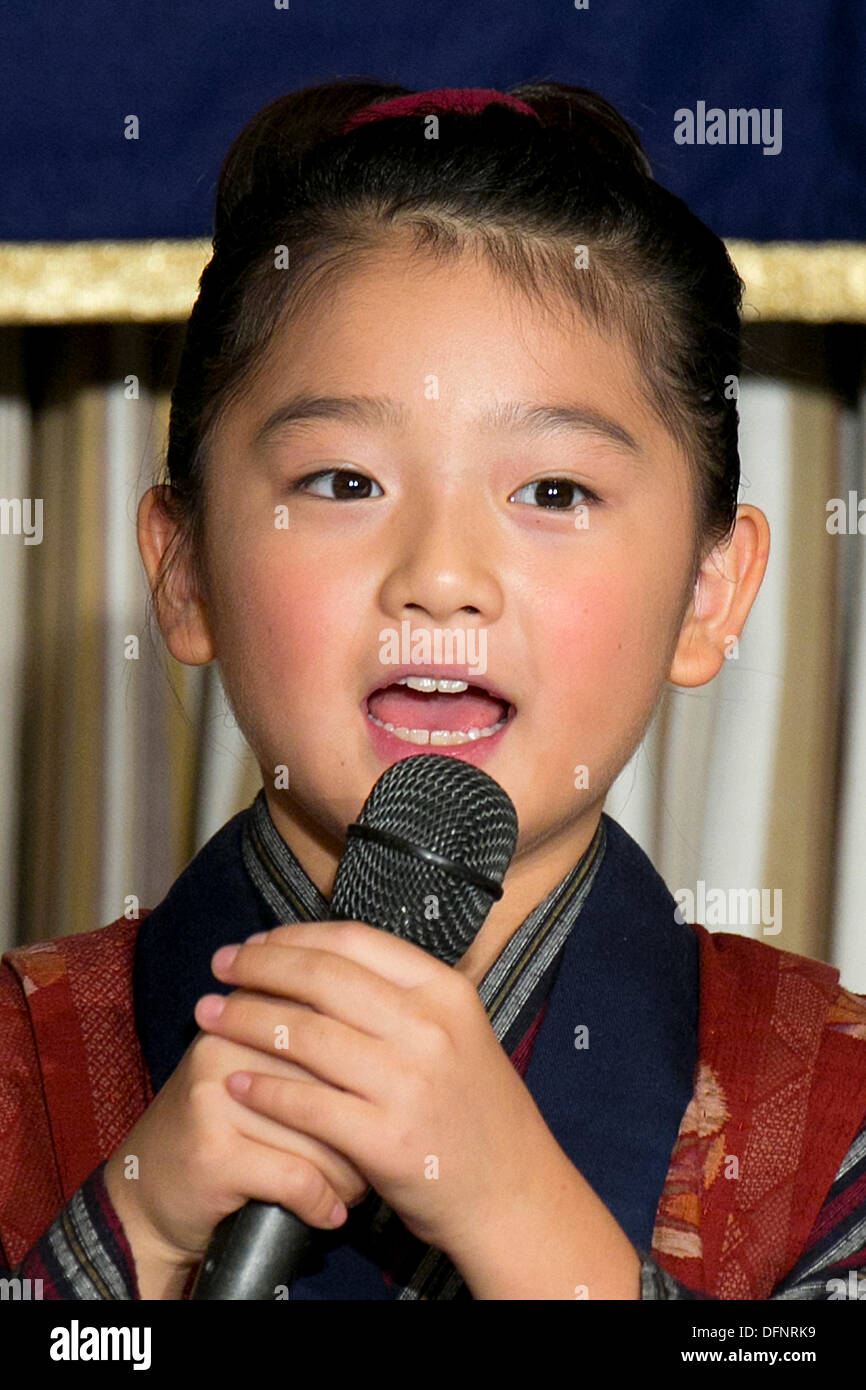 Tokyo, Japan. 8th October 2013. Actress Kokone Hamada attends the press conference of the movie ...