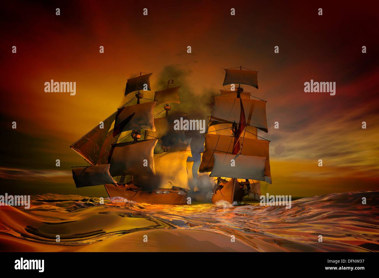 Pirate attack ship hi-res stock photography and images - Alamy