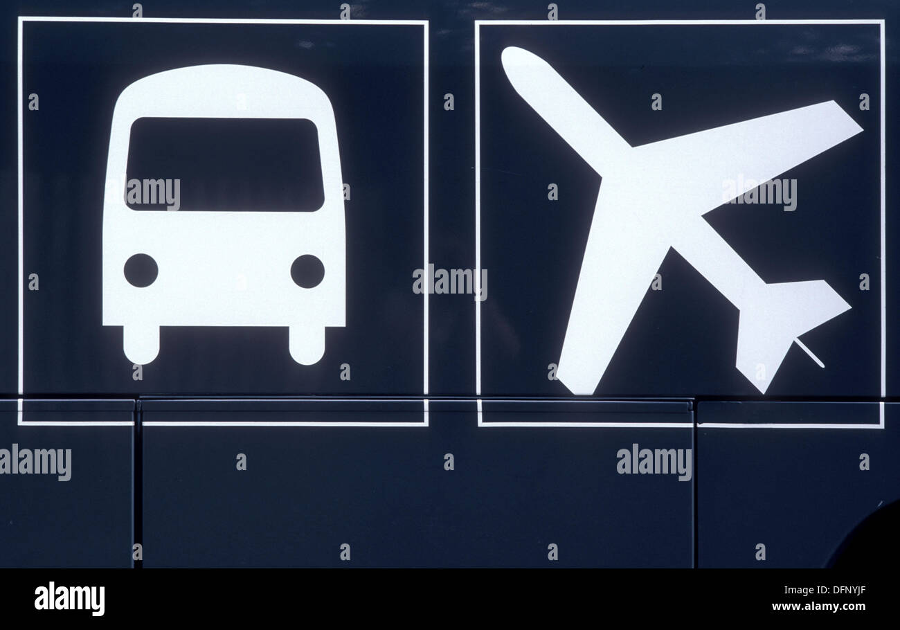 Signs on tourist bus hi-res stock photography and images - Alamy