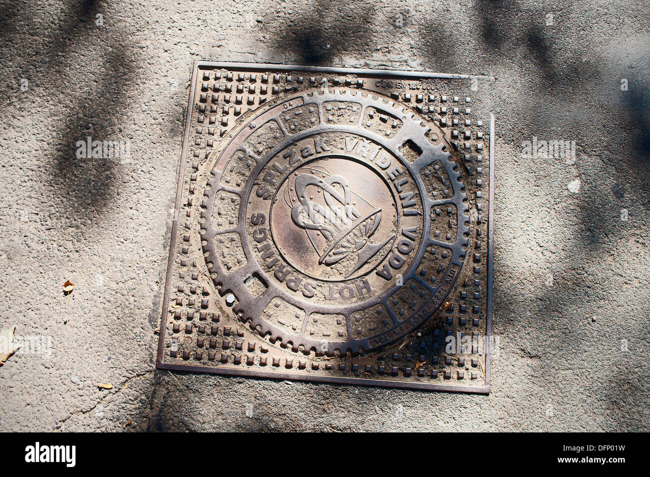 street, sewer lid on a street, SPLZaK, HOT SPRINGS, VRIDELNI VODA Stock ...