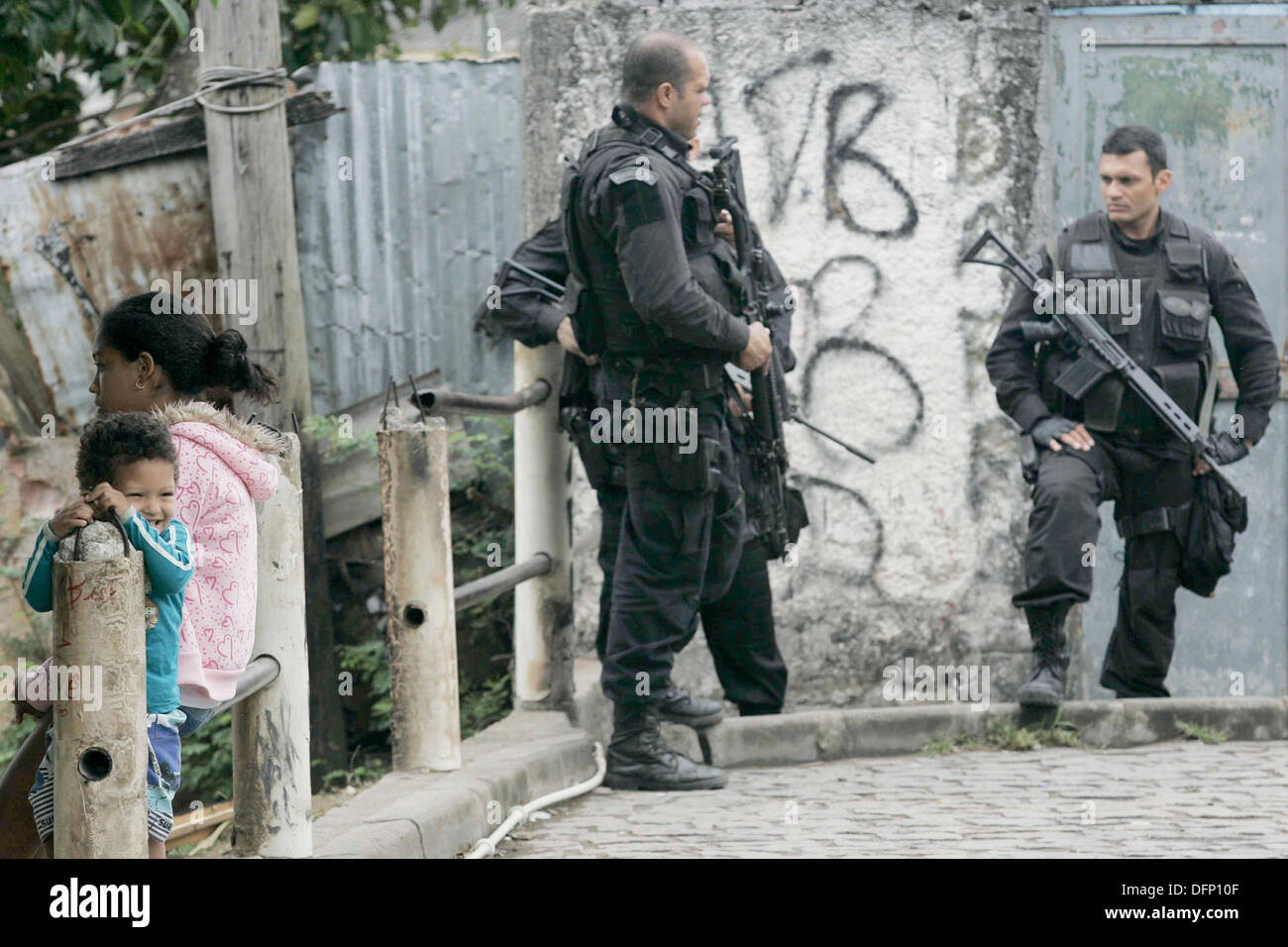 Police are seen in Complex Lins, north of Rio de Janeiro, southeastern ...