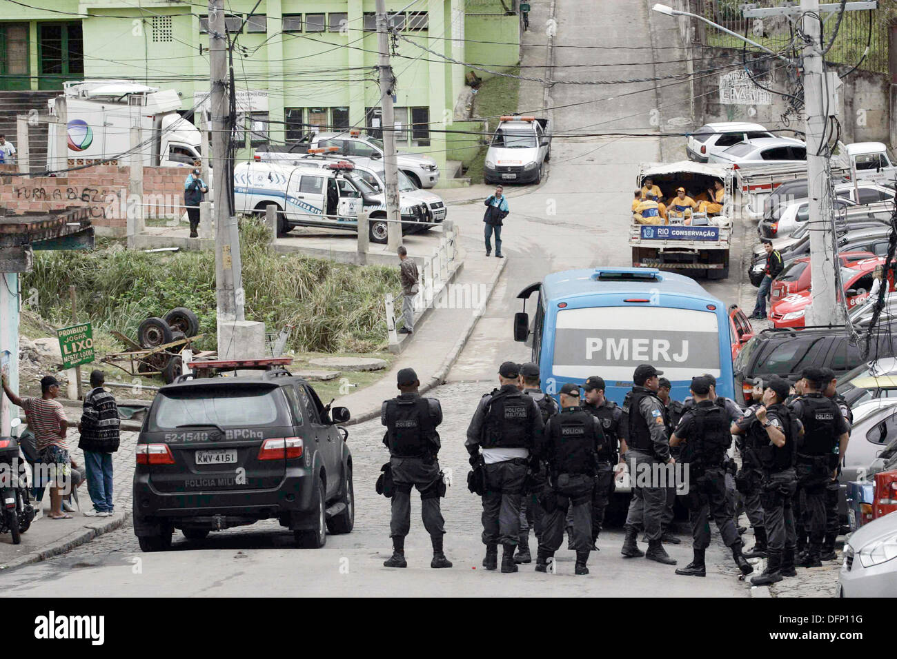 Police are seen in Complex Lins, north of Rio de Janeiro, southeastern ...