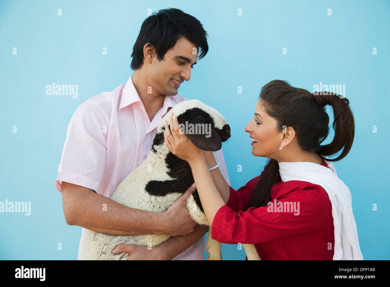 Close-up of a couple carrying a lamb Stock Photo - Alamy