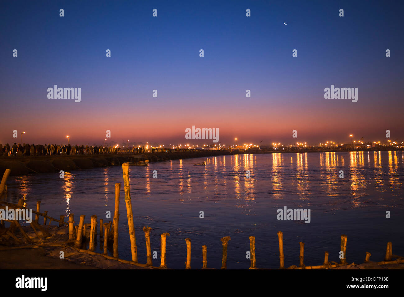 Bank of Ganges River at dusk during Maha Kumbh, Allahabad, Uttar ...