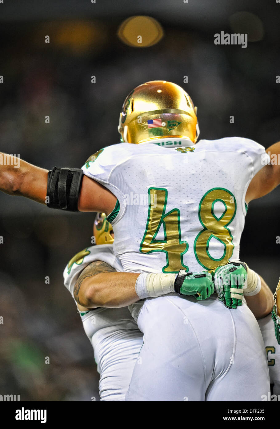 Notre Dame Fighting Irish linebacker Dan Fox (48) celebrates with ...