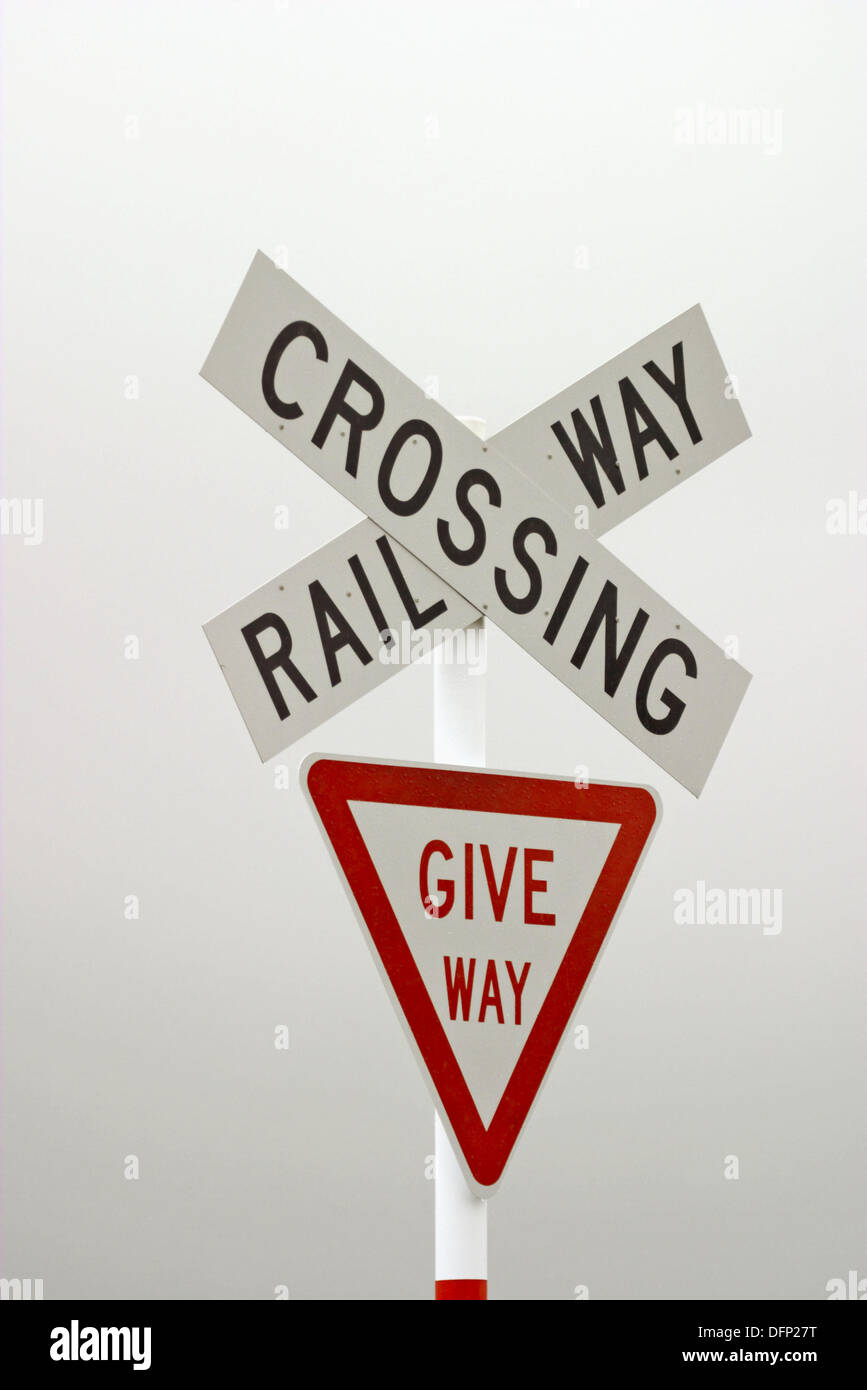 Give way railway warning sign hi-res stock photography and images - Alamy